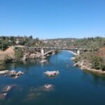 View of Rainbow Bridge above Lake Natoma, Folsom, California, USA ...